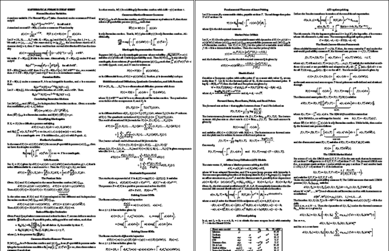 Quantitative Finance Cheat Sheet - Daniel Dao, CFA, MBA